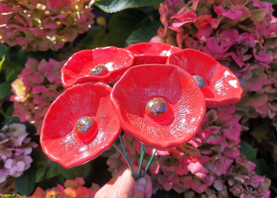 Ceramic Poppy Flower/remembrance Poppy Ornament/forever Flower/hope ...