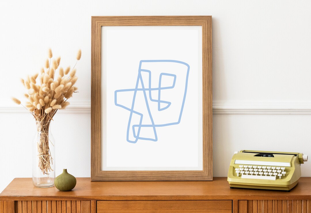 Blue Scribble Wall Art, Abstract Blue Print, Printable Abstract Print ...