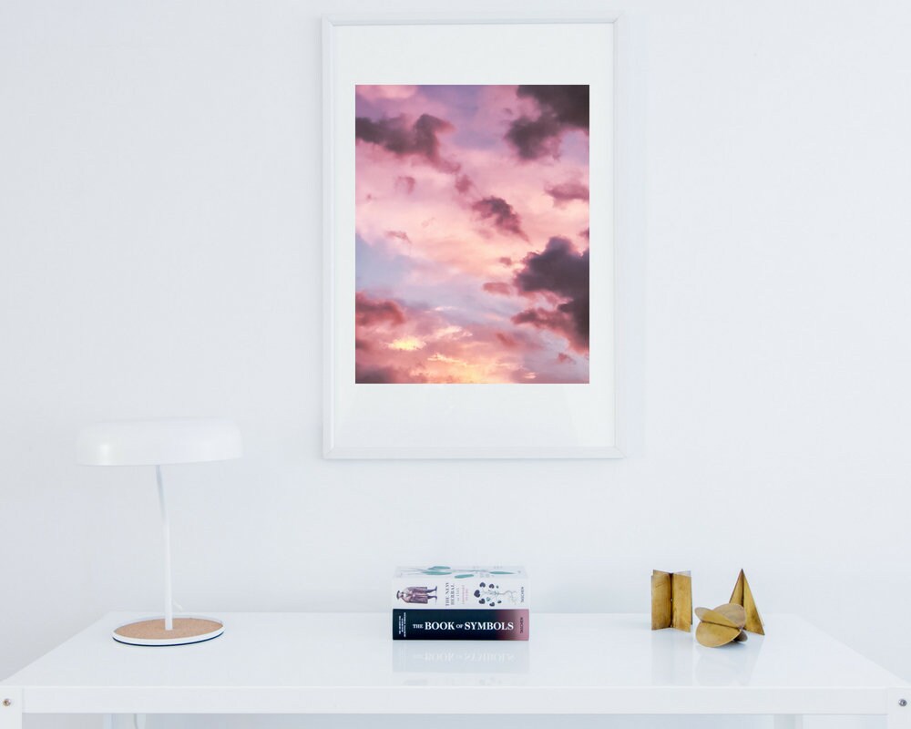 Sunset Art Print // Pink Sky Poster // Beautiful Sky Photo // Pink Wall ...