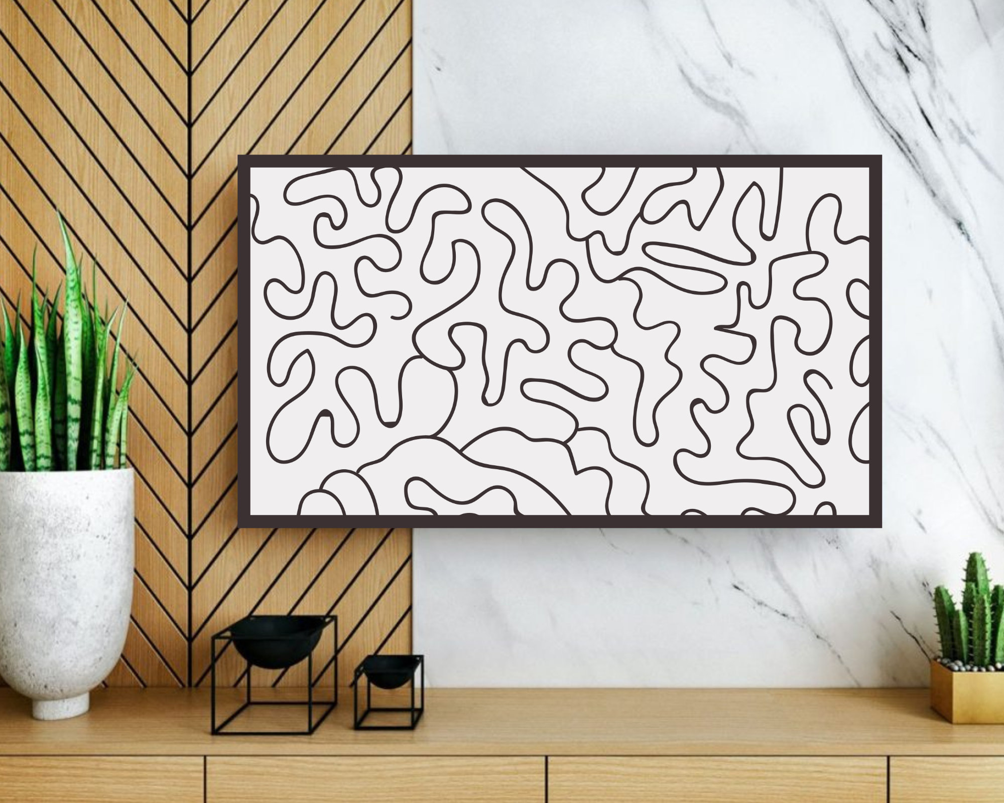 Samsung Frame Abstract Art, Black and White Smart Tv Art, Minimalist ...