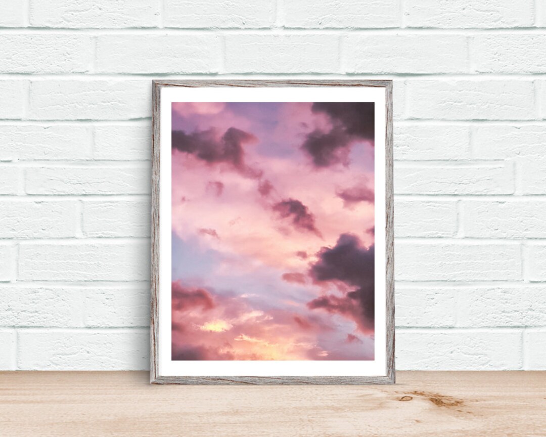 Sunset Art Print // Pink Sky Poster // Beautiful Sky Photo // Pink Wall ...