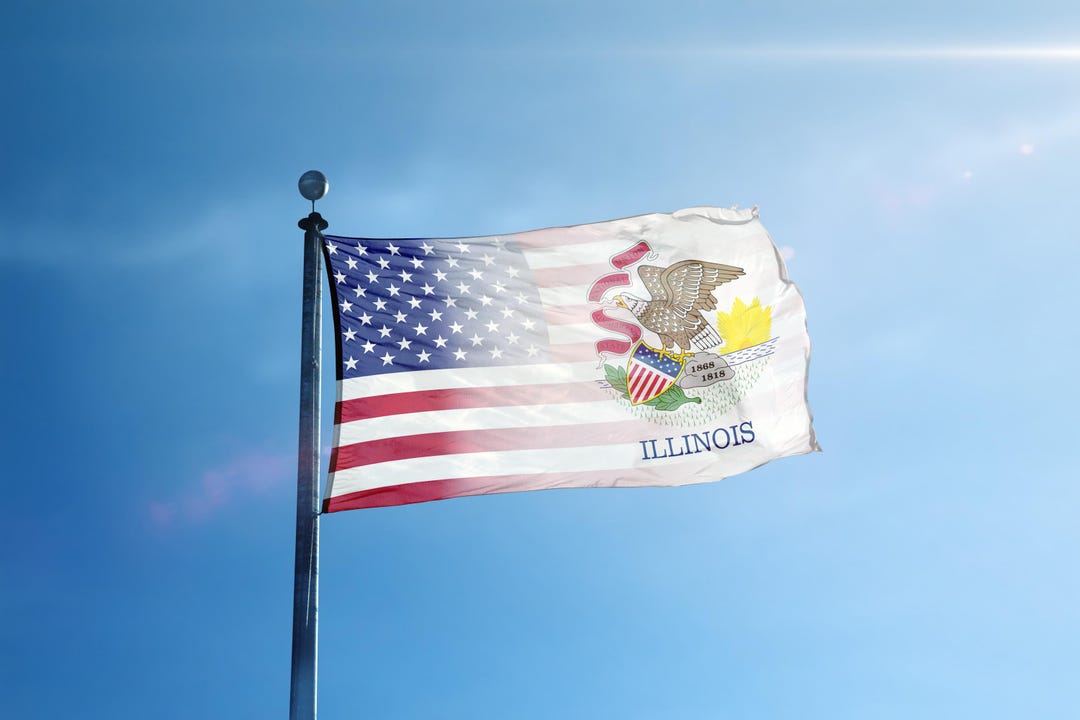 Illinois & American Flag Blend: Indoor / Outdoor Polyester Flag - Etsy