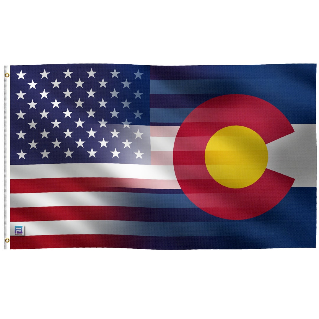 Colorado & American Flag Blend - 100% Polyester W/ Brass Grommets ...