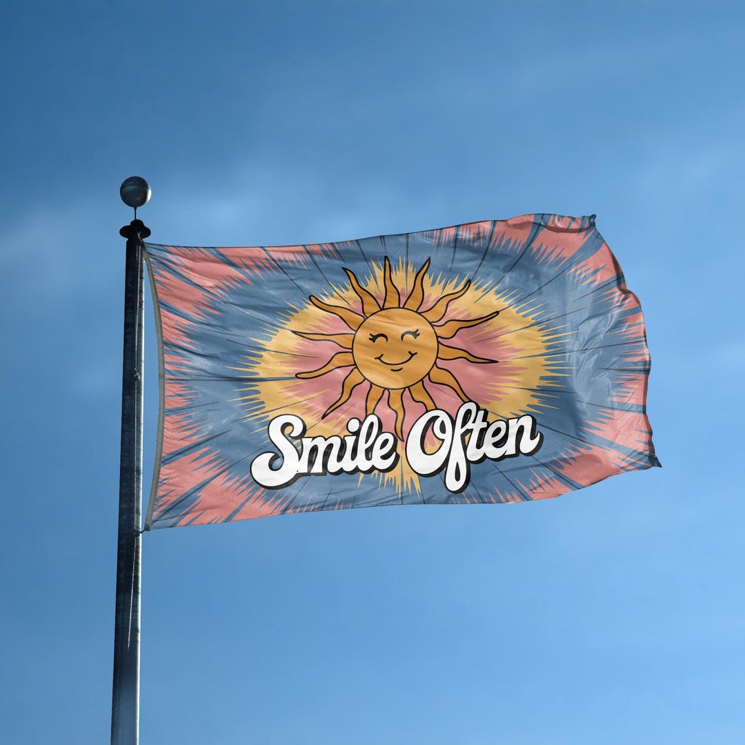 Smile Often Tie Dye Flag – 70s Style Polyester Banner - Etsy
