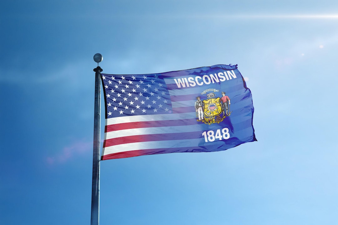Wisconsin Pride Flag 12x18 in to 3x5 Ft, USA Flag Blend, Brass Grommets ...