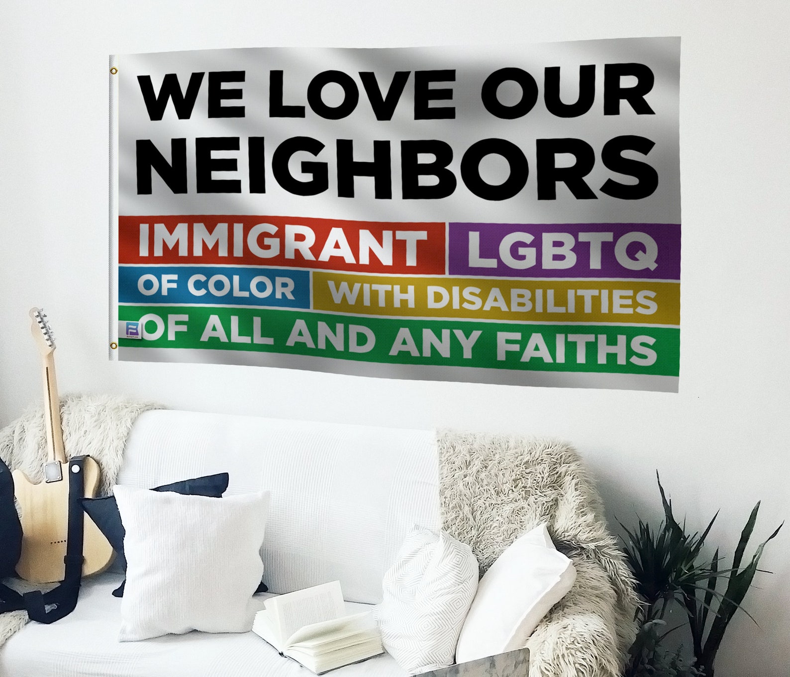 3x5 Ft We Love Our Neighbors Flag 100% Polyester Banner With - Etsy