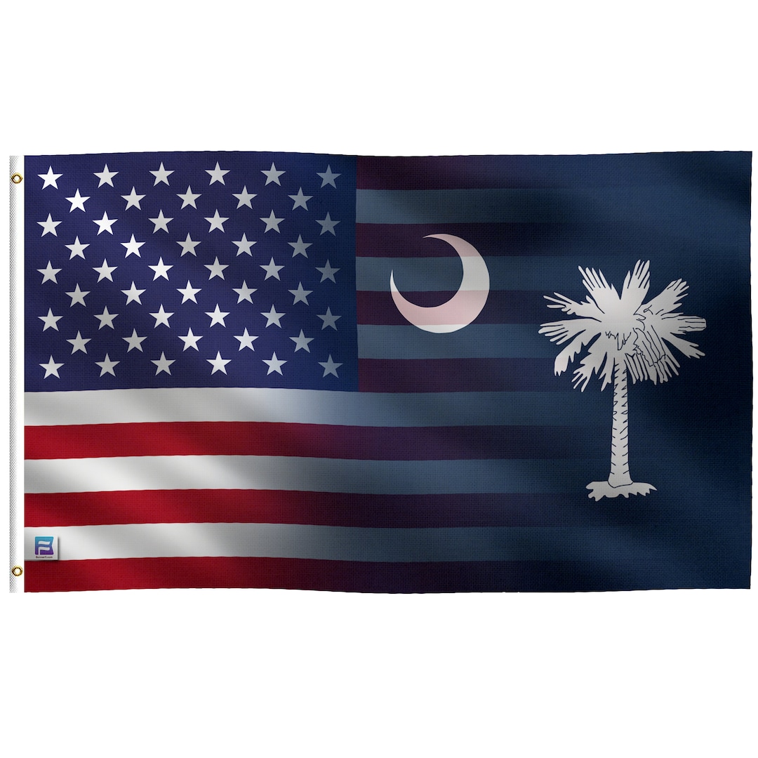South Carolina & American Flag Blend - 100% Polyester W/ Brass Grommets ...