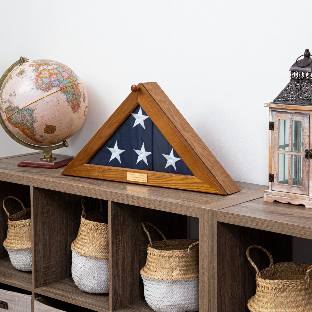 Flag Display Case With Personalized Engraving - for Standard US ...