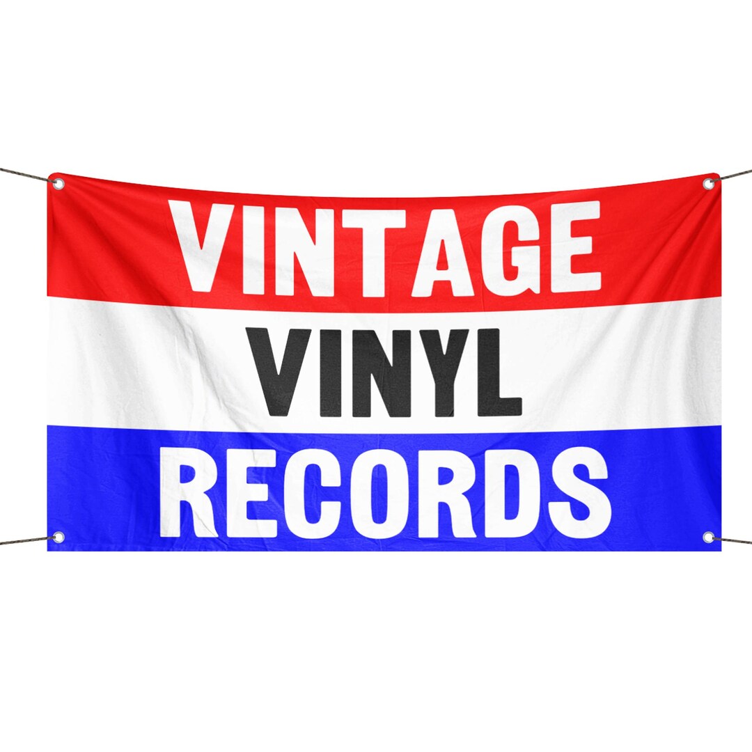 Vintage Vinyl Records Banner - 100% Polyester, Grommets or Sleeve ...
