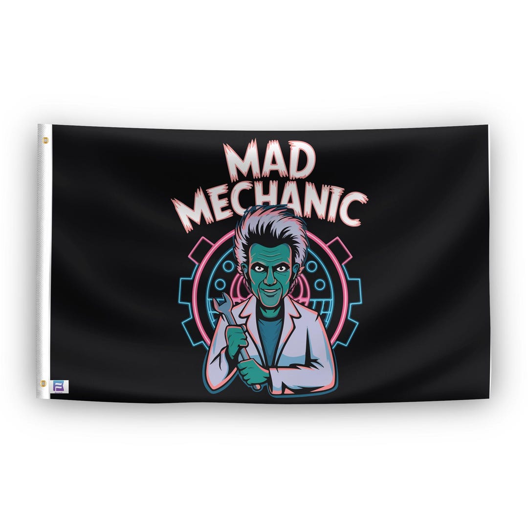 Mad Mechanic Neon Flag - 100% Polyester, Grommets or Sleeve, Indoor ...