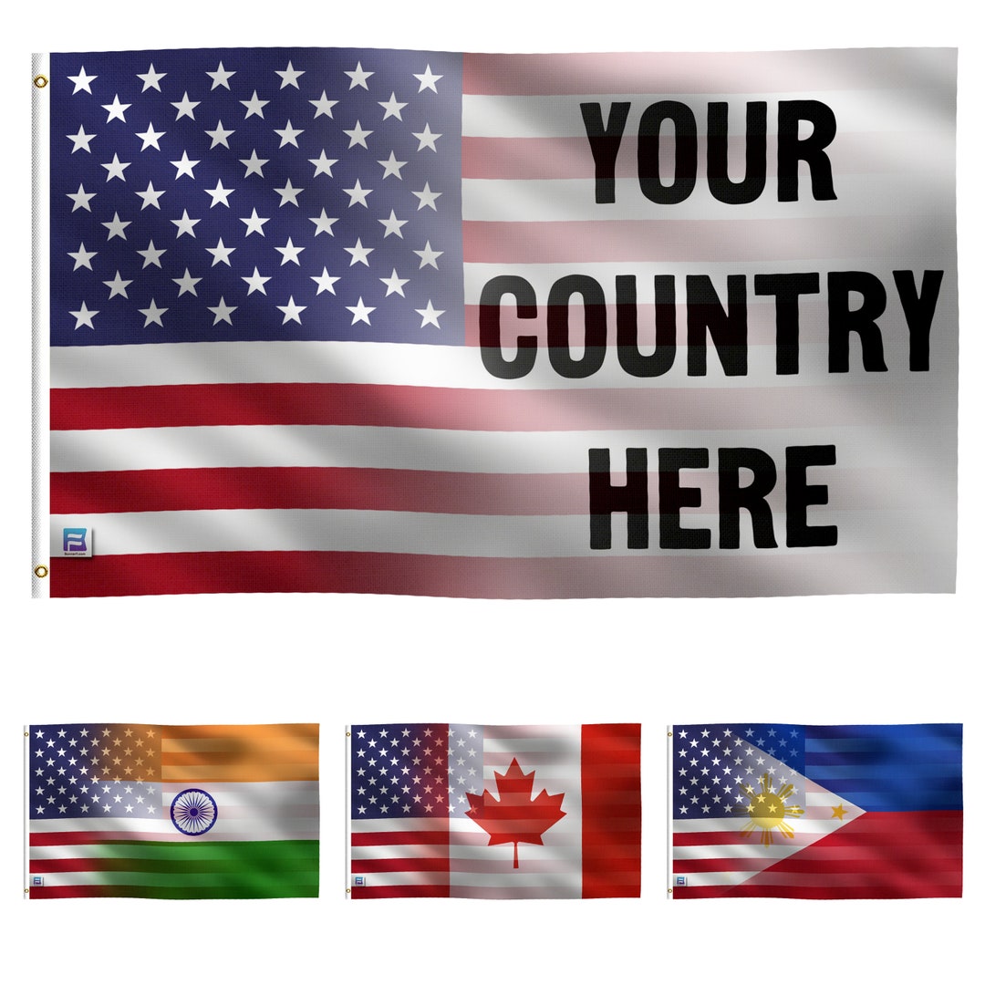 Country Flag & American 3x5 Ft Flag Blend - 100% Polyester and Brass ...