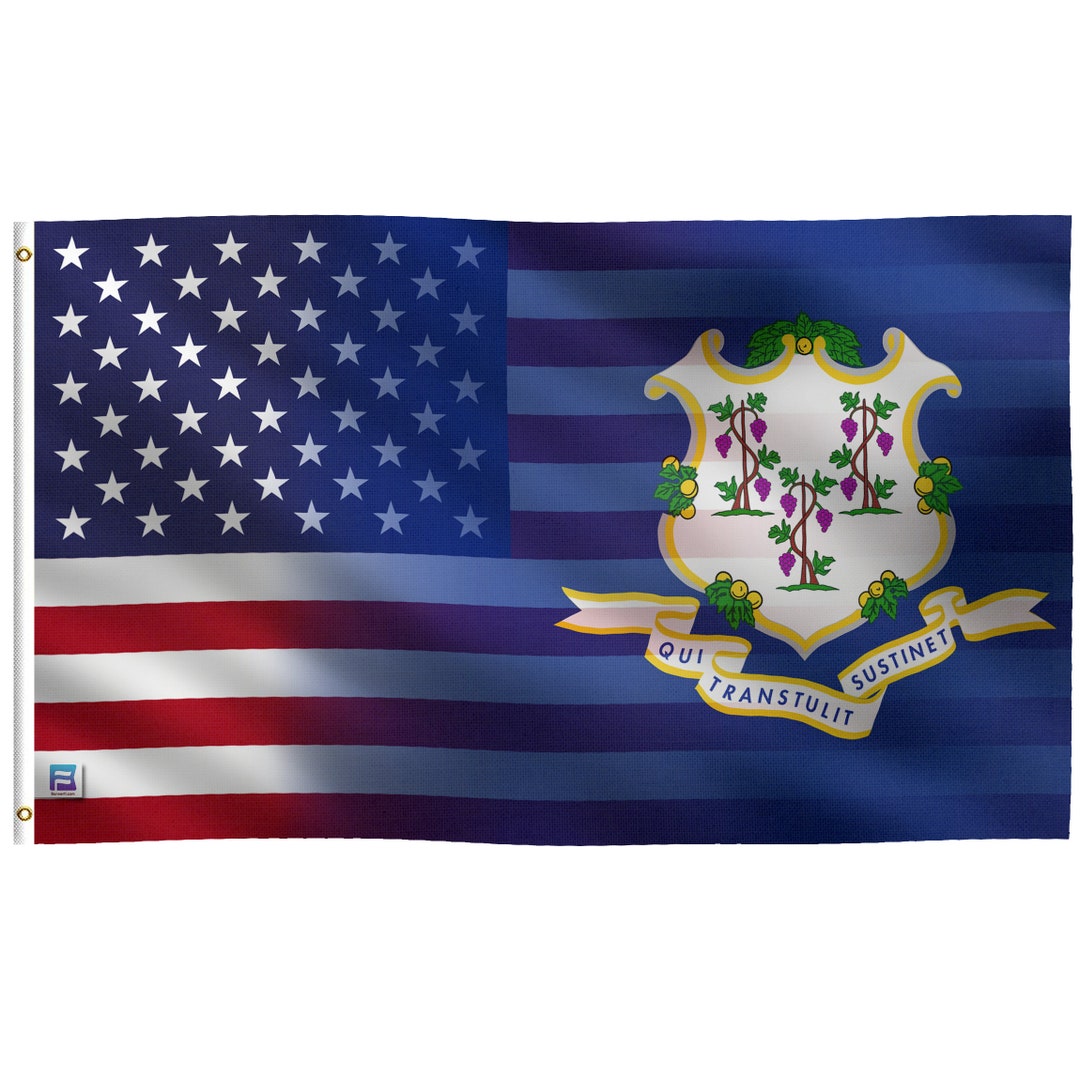 Connecticut & American Flag Blend - 100% Polyester W/ Brass Grommets ...