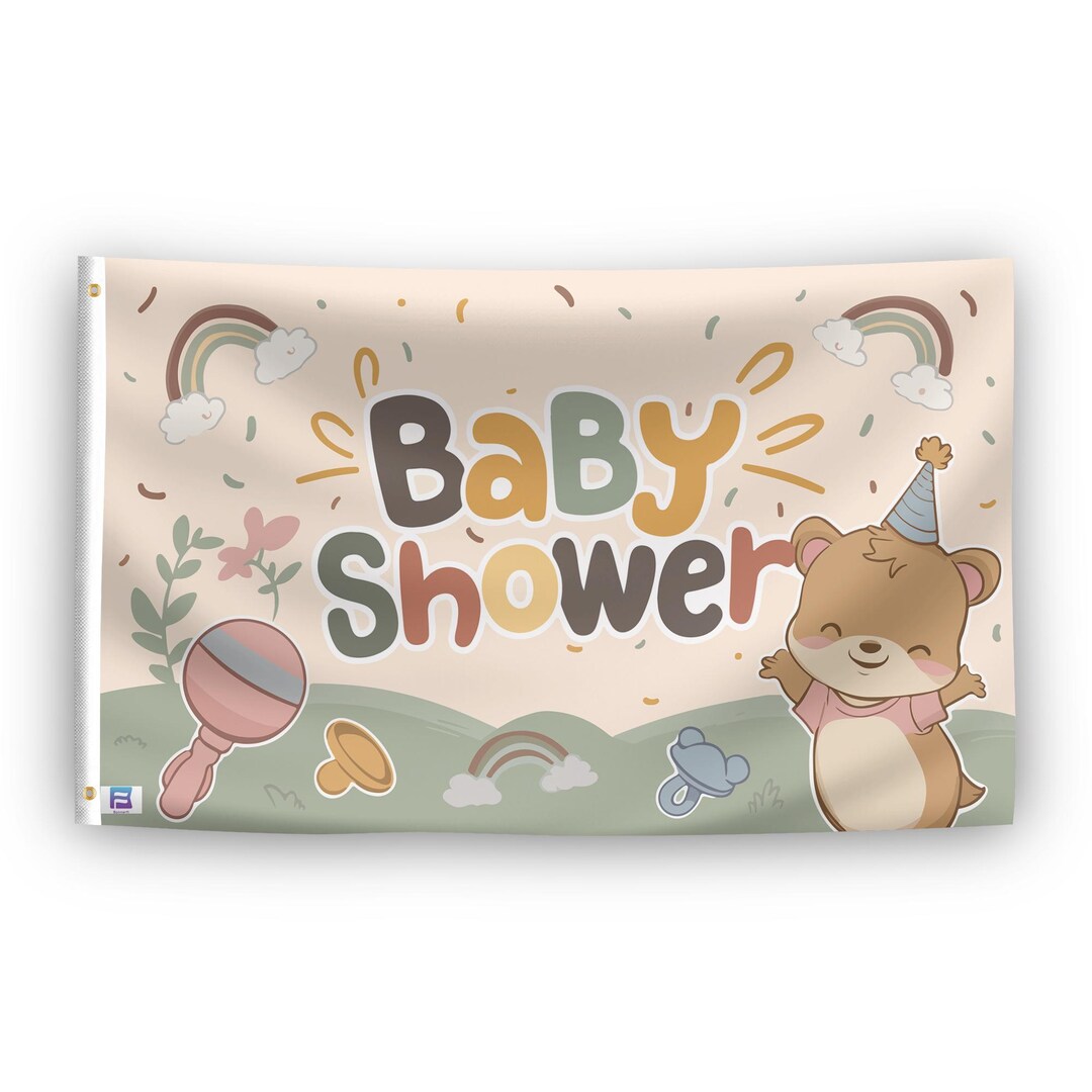 Baby Shower Flag - 100% Polyester, Grommets or Sleeve, Indoor Outdoor ...