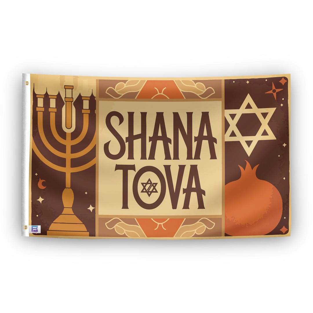 Shana Tova Flag - 100% Polyester, Grommets or Sleeve, Indoor Outdoor - Etsy