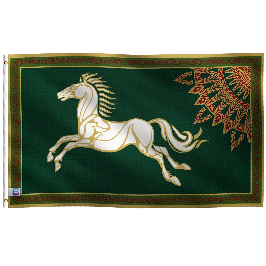 LOTR Rohan Horse Flag 100% Polyester W/ Brass Grommets Indoor / Outdoor ...