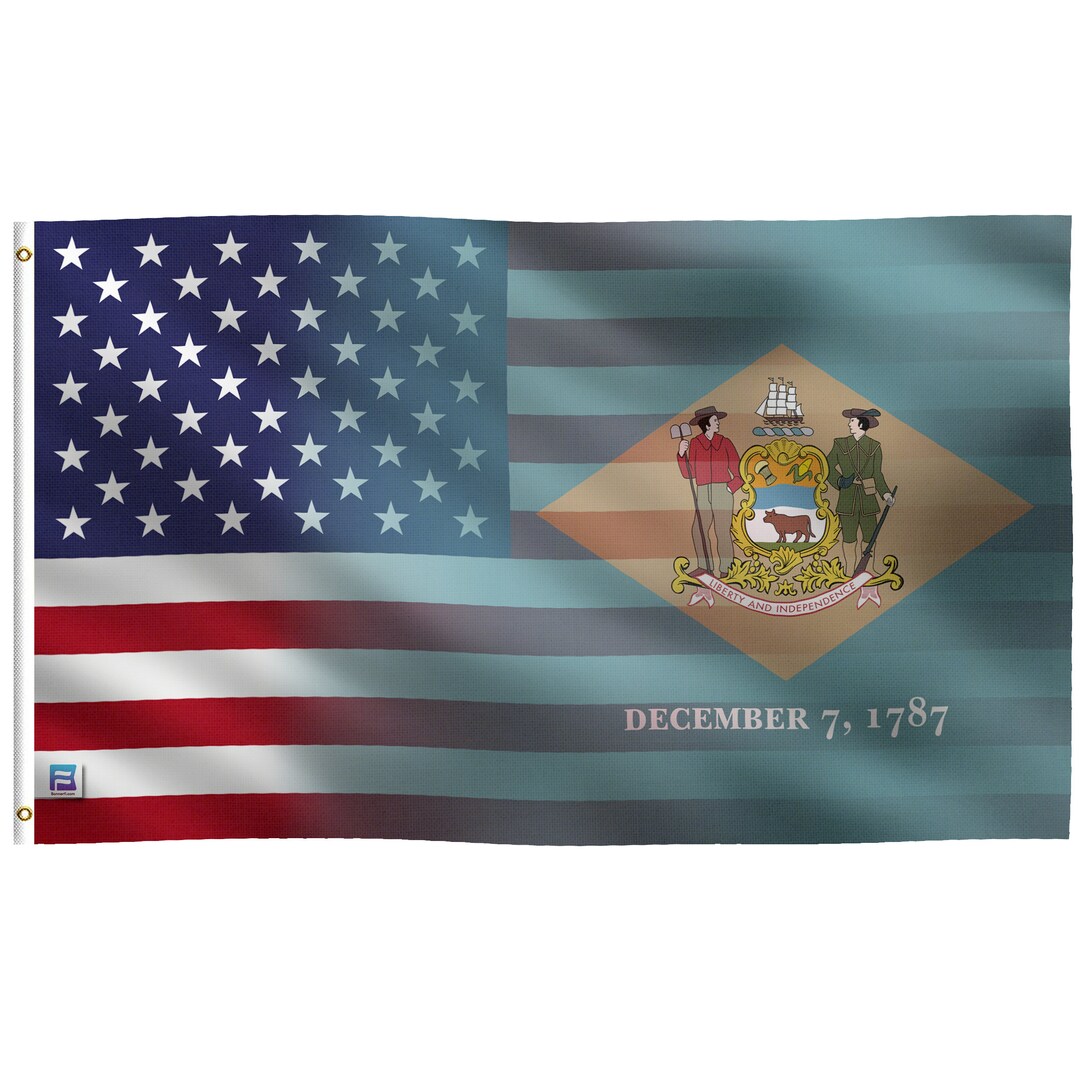 Delaware & American Flag Blend - 100% Polyester W/ Brass Grommets ...
