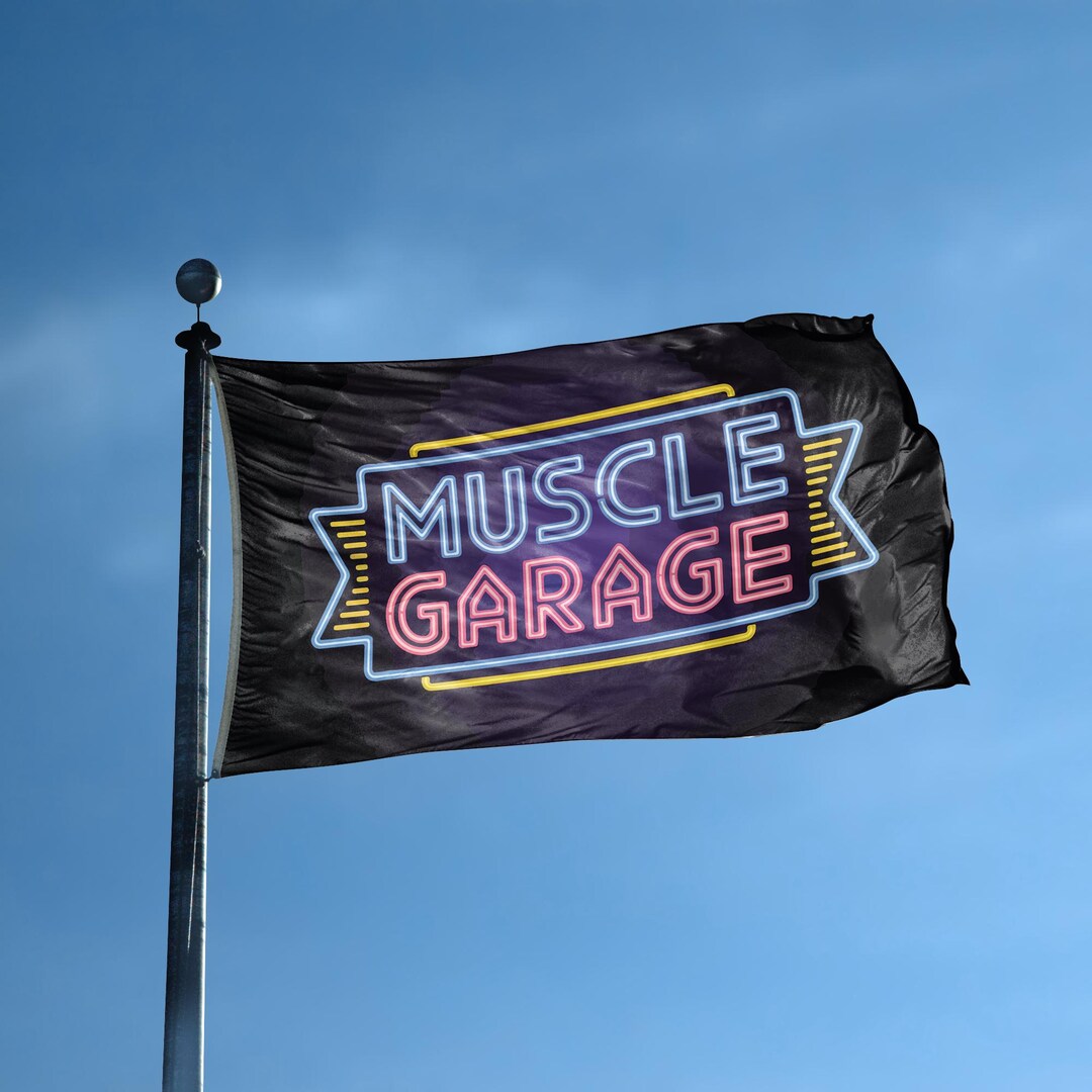Muscle Garage Neon Flag 3x5 Ft, Polyester Banner, Brass Grommets ...