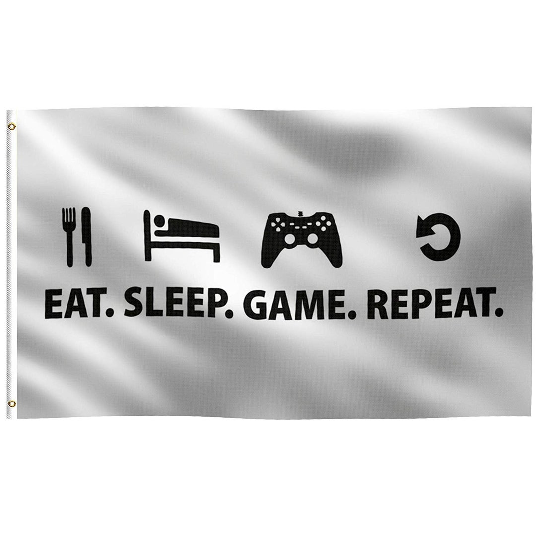 Eat Sleep Game Repeat Flag 100% Polyester Banner mit Canvas Header Für ...