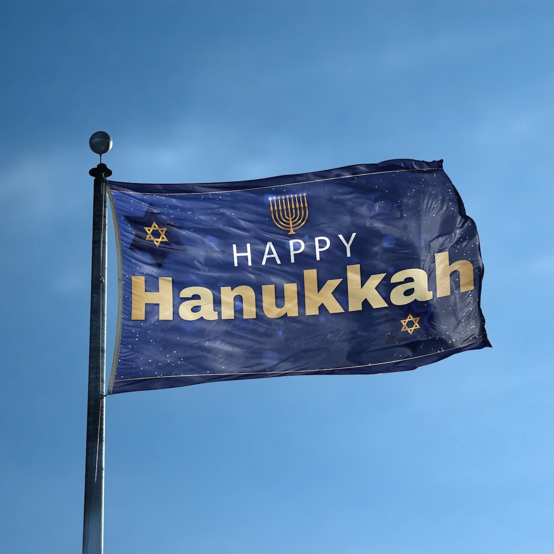 Happy Hanukkah Flag 12x18 in to 3x5 Ft – Indoor Outdoor Polyester ...