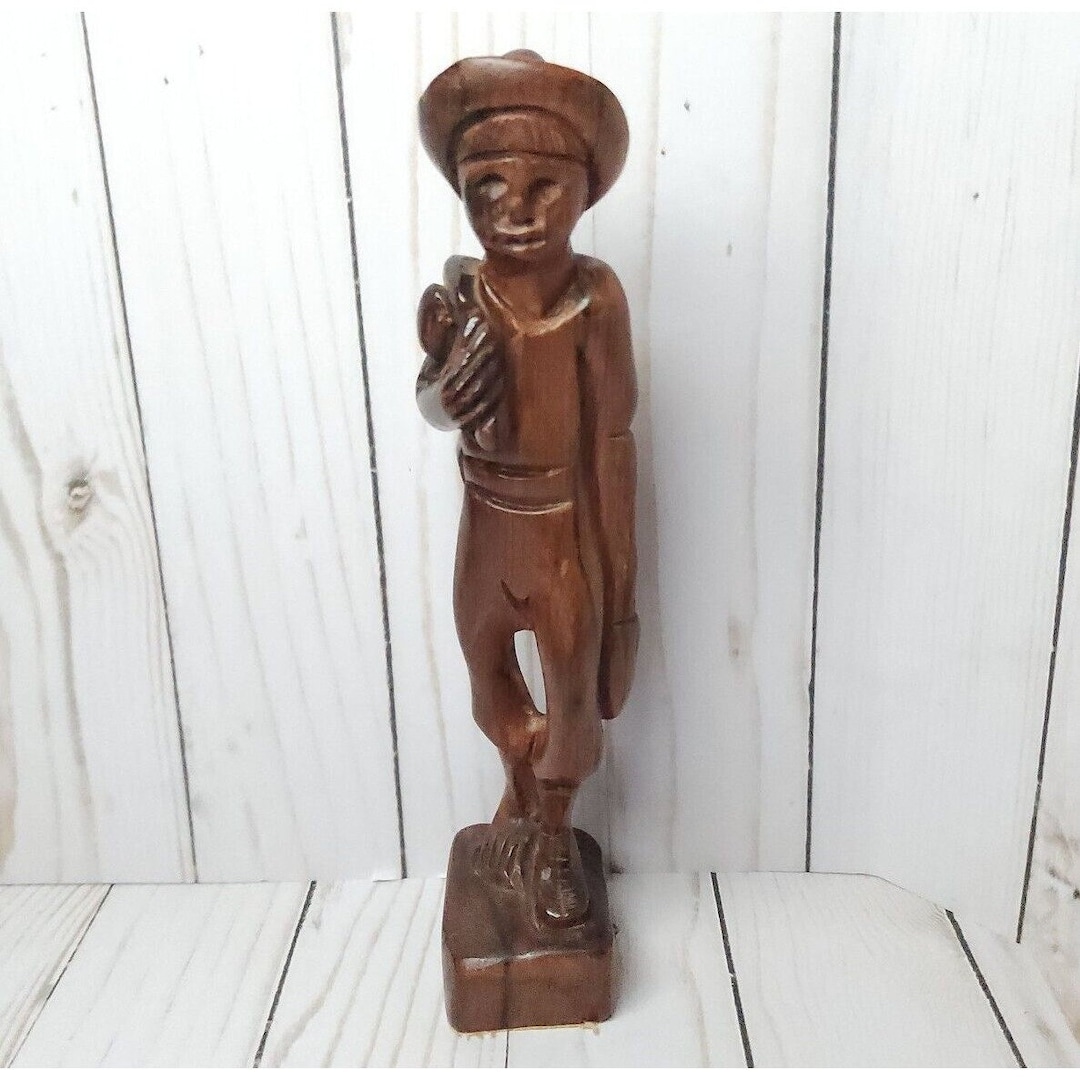 Vintage Hand Carved Wood Man/boy 9 Figurine - Etsy