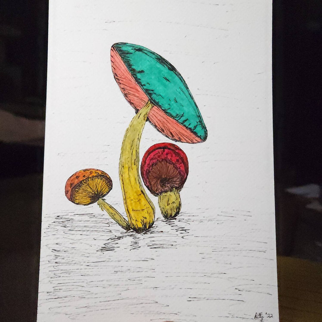 Original Mushroom Pen and Marker Art Drawing Illustration 69 Fungi ...