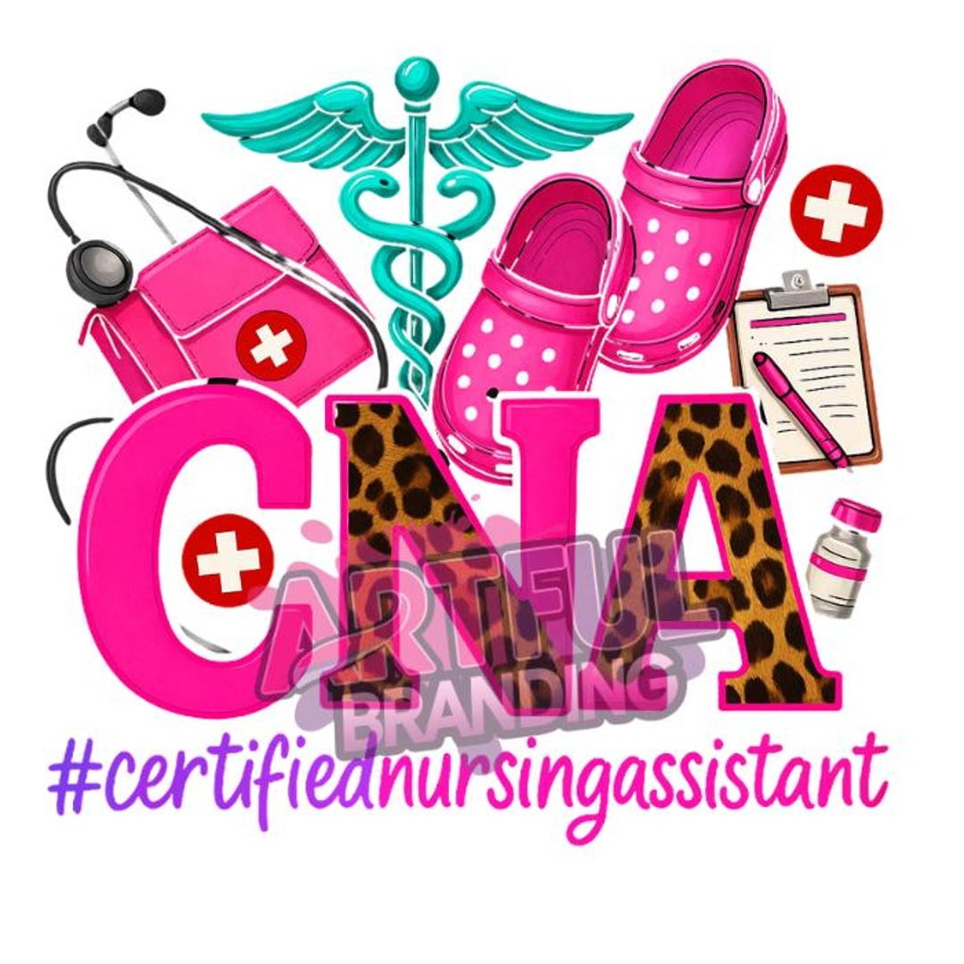 CNA Sublimation PNG Bundle – Blue and Pink Certified Nursing Assistant ...