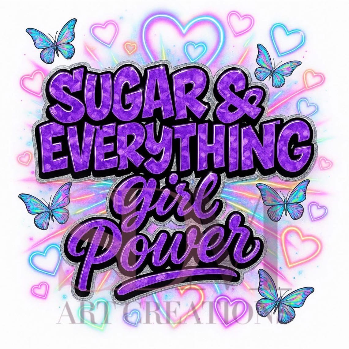 Girl Power PNG: Glitter Graffiti With Neon Hearts (digital Download - Etsy