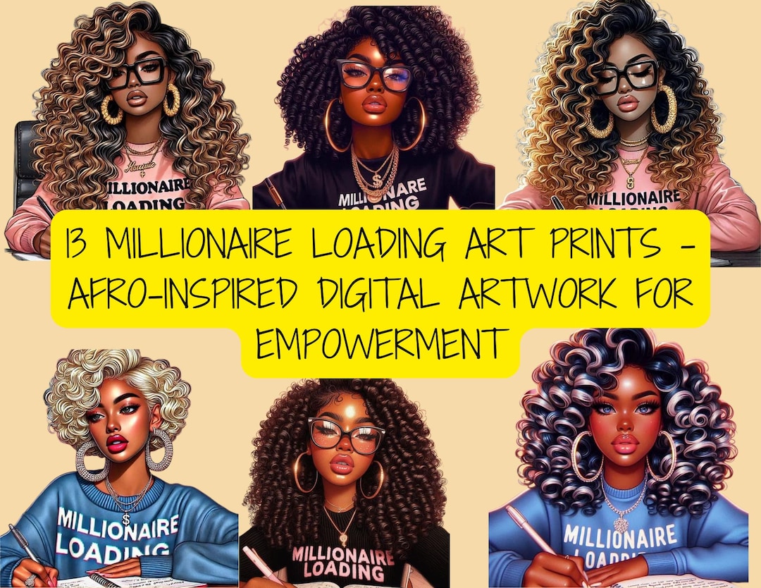 Millionaire Loading Art Prints - Afro-inspired Digital Artwork for ...
