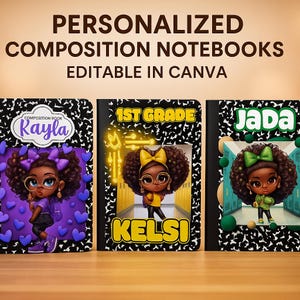Personalized Composition Notebook Covers – Editable Canva Templates ...