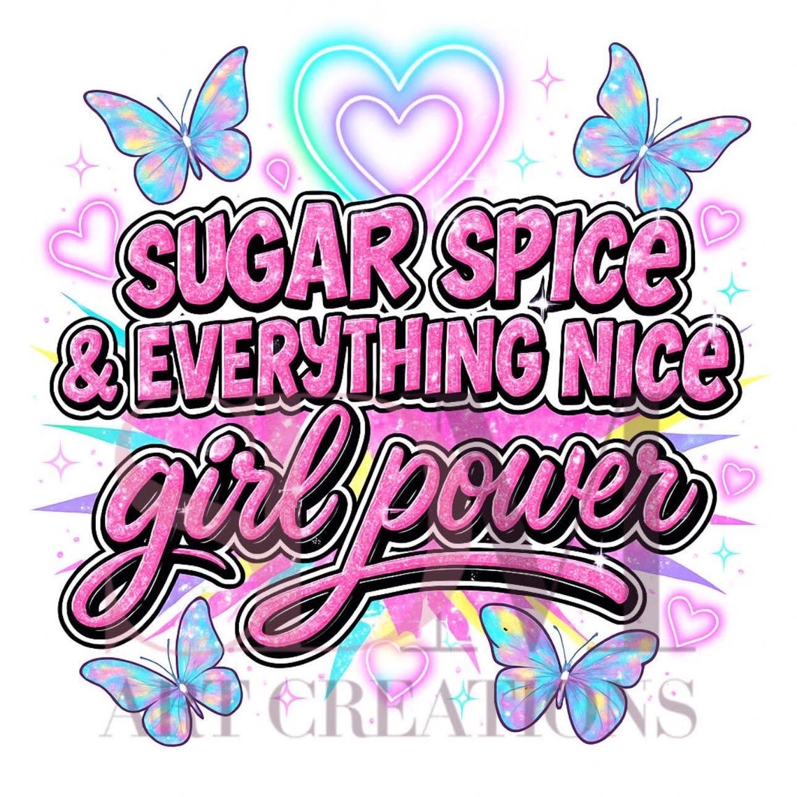 Girl Power PNG: Glitter Graffiti With Neon Hearts (digital Download - Etsy
