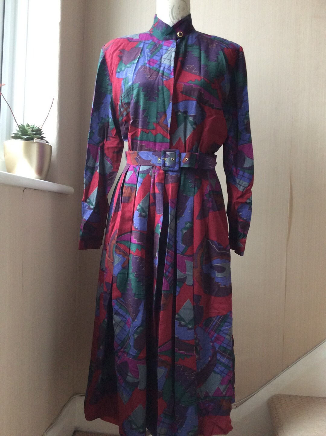 Vintage Marion Donaldson Patterned Midi Dress - Etsy UK