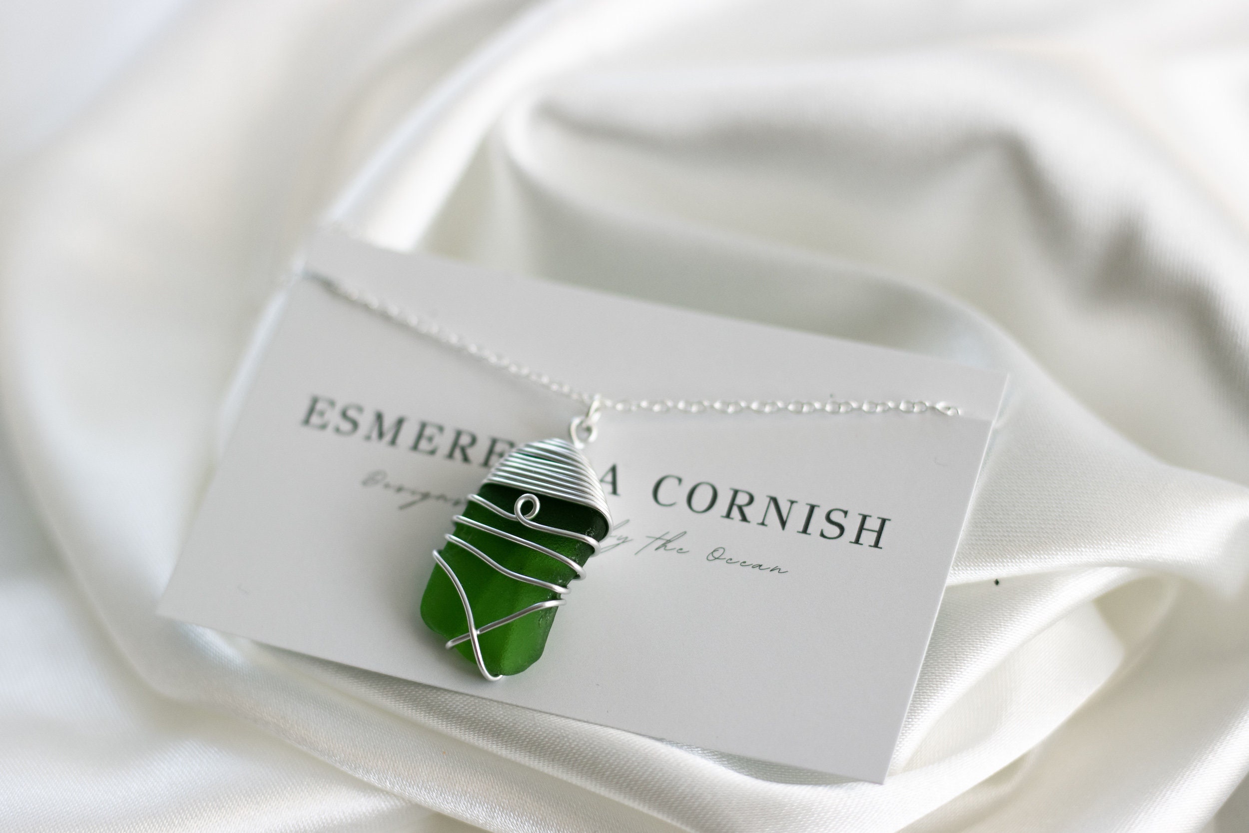 Cornish Sea Glass Silver Necklace / Handmade Jewelry From - Etsy UK