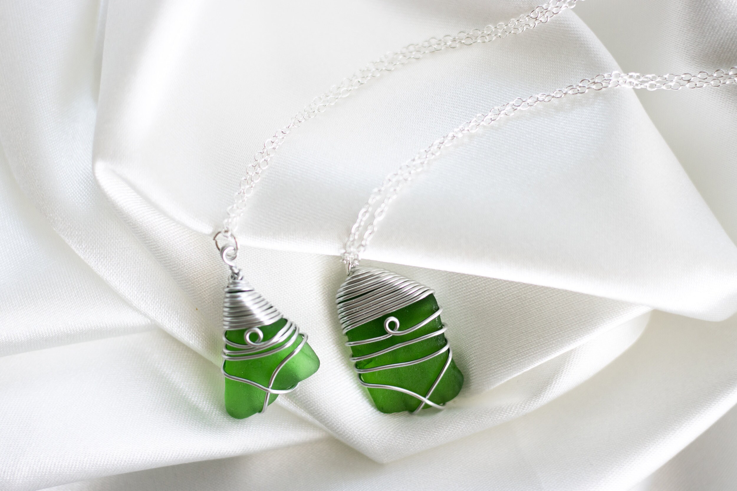 Cornish Sea Glass Silver Necklace / Handmade Jewelry From - Etsy UK