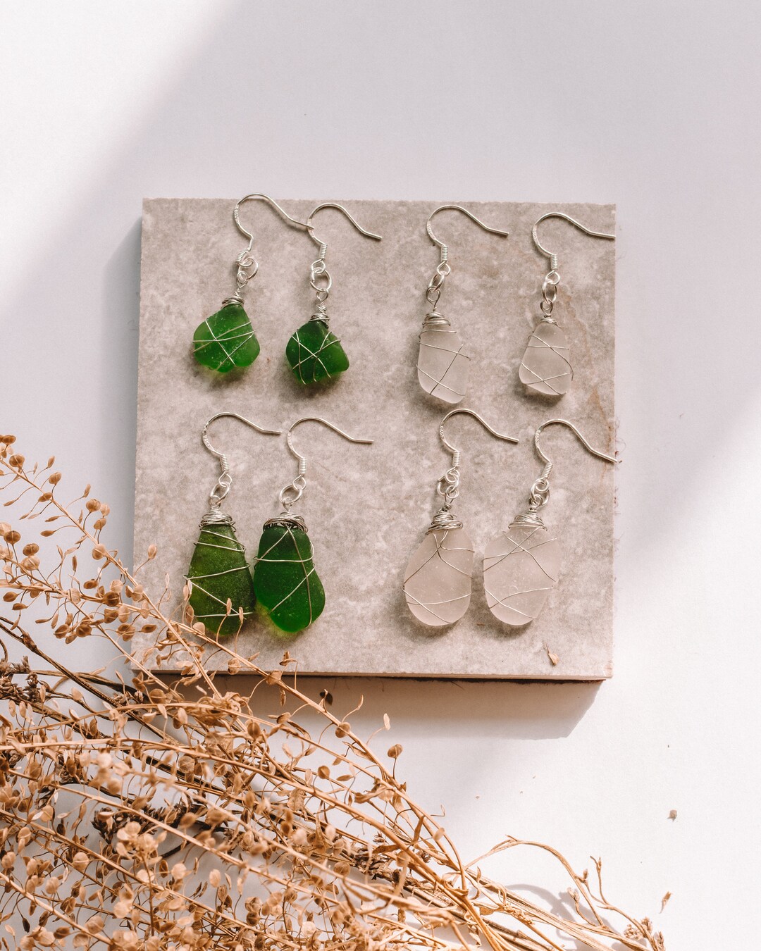 Cornish Sea Glass Sterling Silver Earrings / Handmade Jewelry From ...