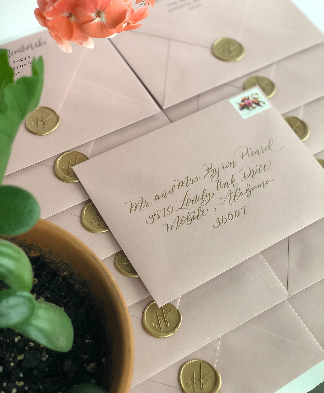 Modern Calligraphy Hand Addressed Envelope for Special Events, Weddings ...