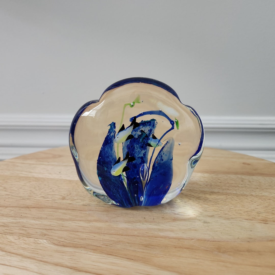 Heavy Glass Paperweight Under Water Fishes Ocean Sea Scene - Etsy