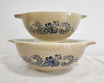 Vintage Pyrex Cinderella Mixing Bowls Homestead Pattern Set of 4 Beige ...
