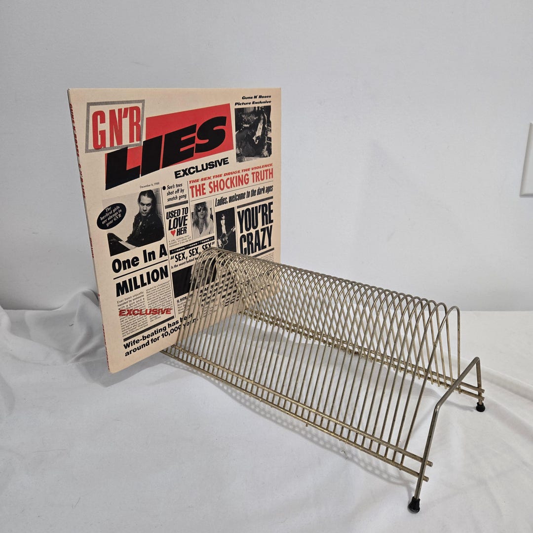 Vintage Brass Table Top/ Shelf/ Cabinet Record Stand Vinyl Holder MCM ...