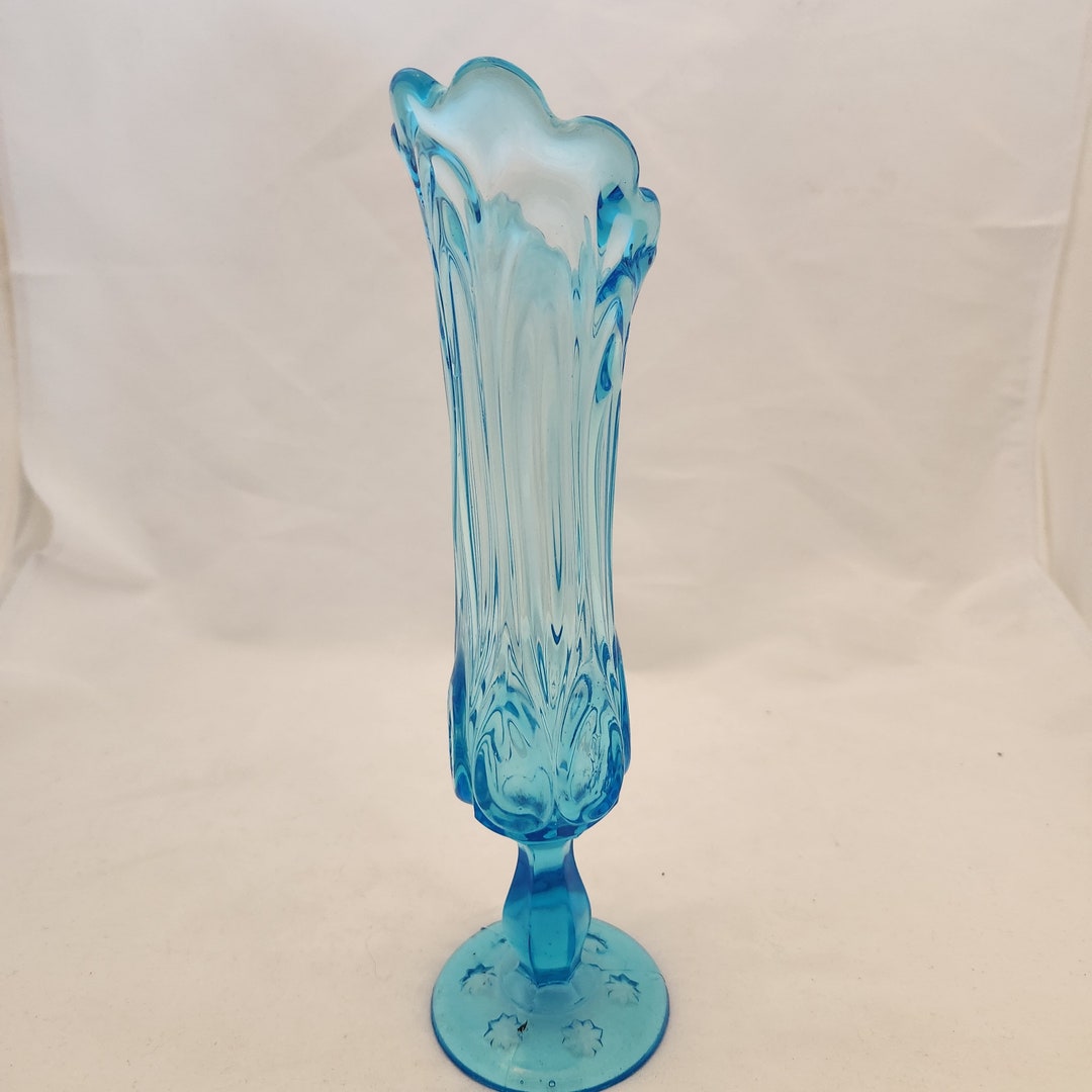 Vintage Mid Century Modern Blue Moon Stars Stretch Swung Vase 13 Inch ...