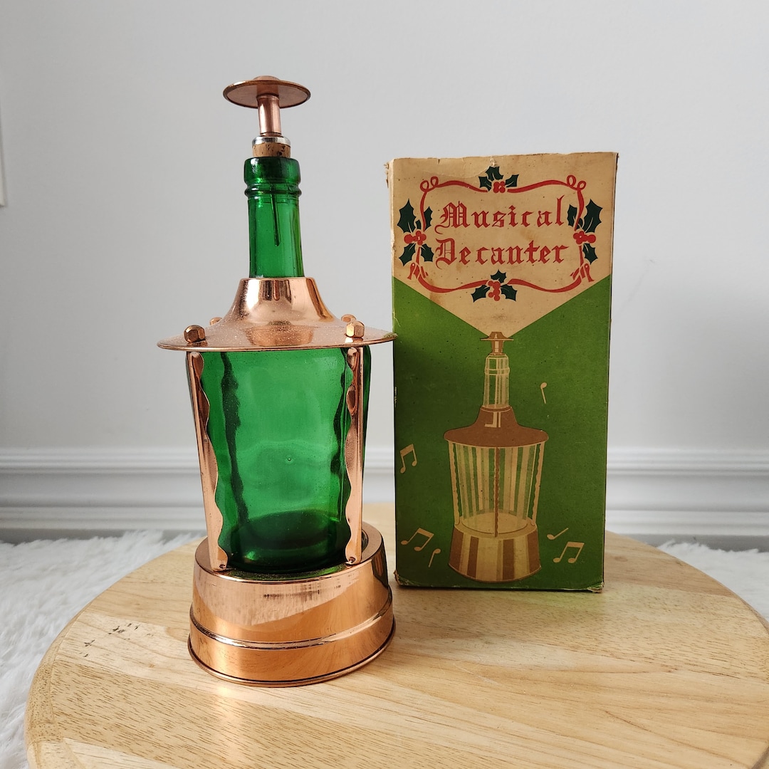 Musical Decanter Copper Green Glass Bar Lantern 1950s Made in - Etsy