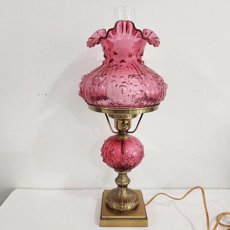 Cranberry Glass Lamp - Etsy