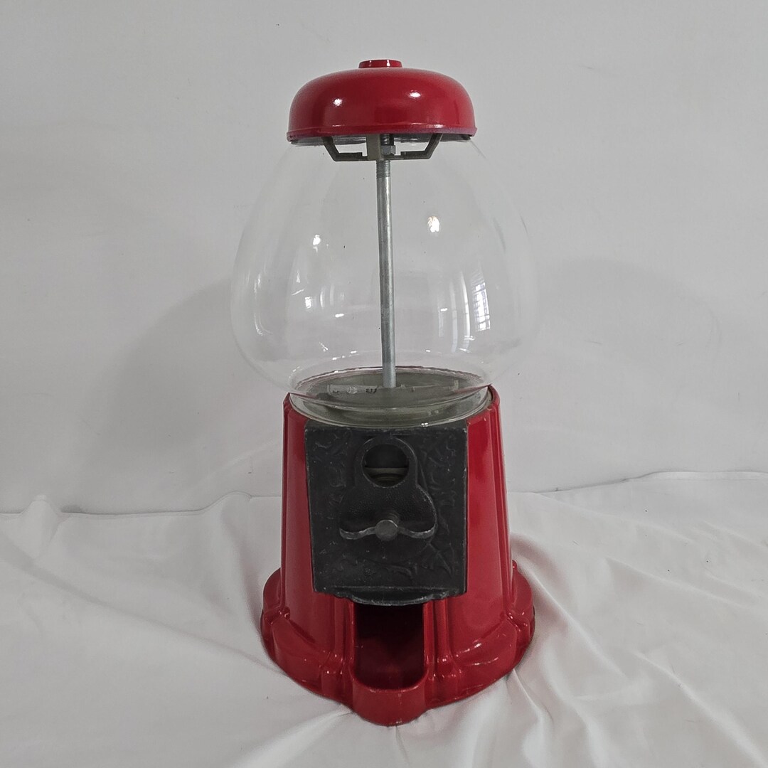 Vintage Large 15 Inch Glass and Metal Table Top Gumball Machine ...