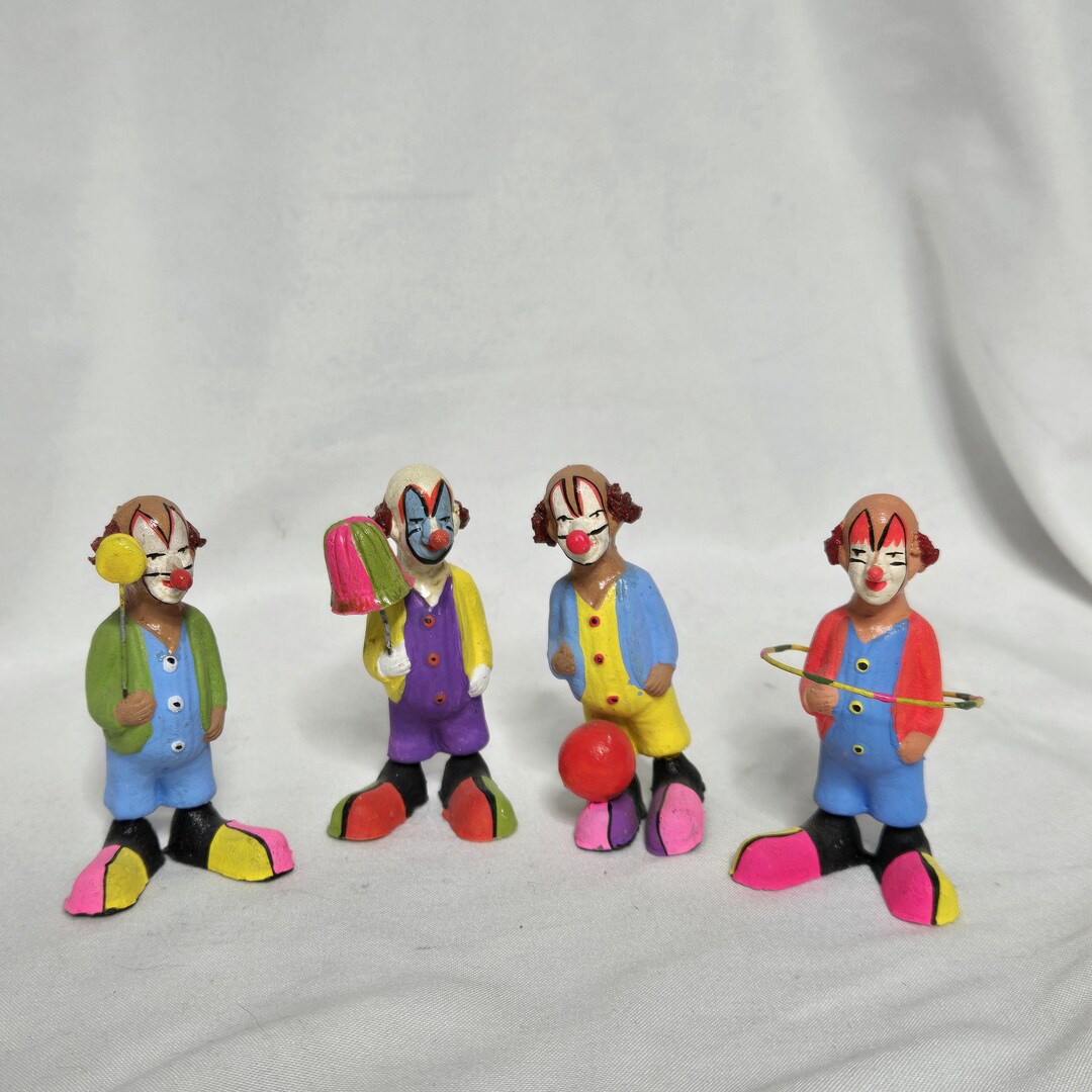 Handpainted Clay Clown Figurines, Miniature Collectible, Fun, Quirky ...