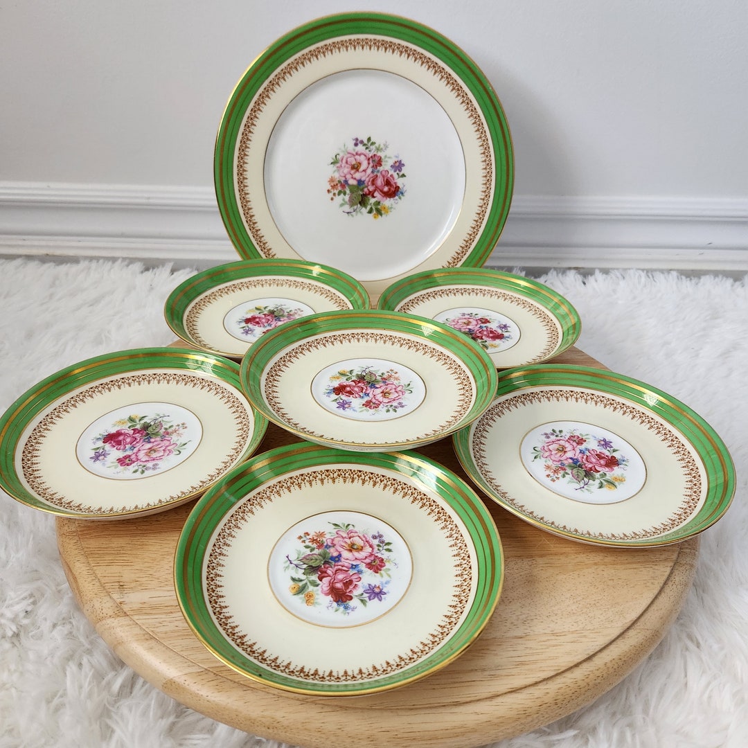 Adderley Ware Floral Pattern Green Victorian Plates - Etsy