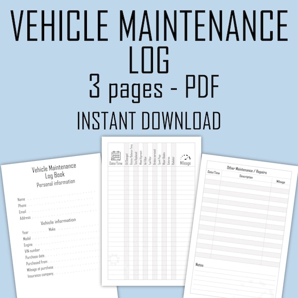 Car Maintenance Checklist Printable - Etsy