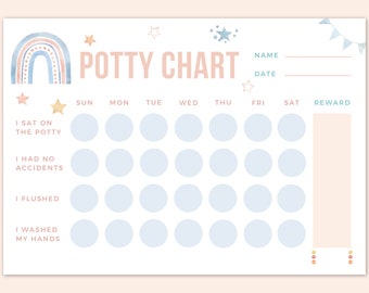 Potty Chart Printable Boho Rainbow | Potty Training Chart | Reward ...