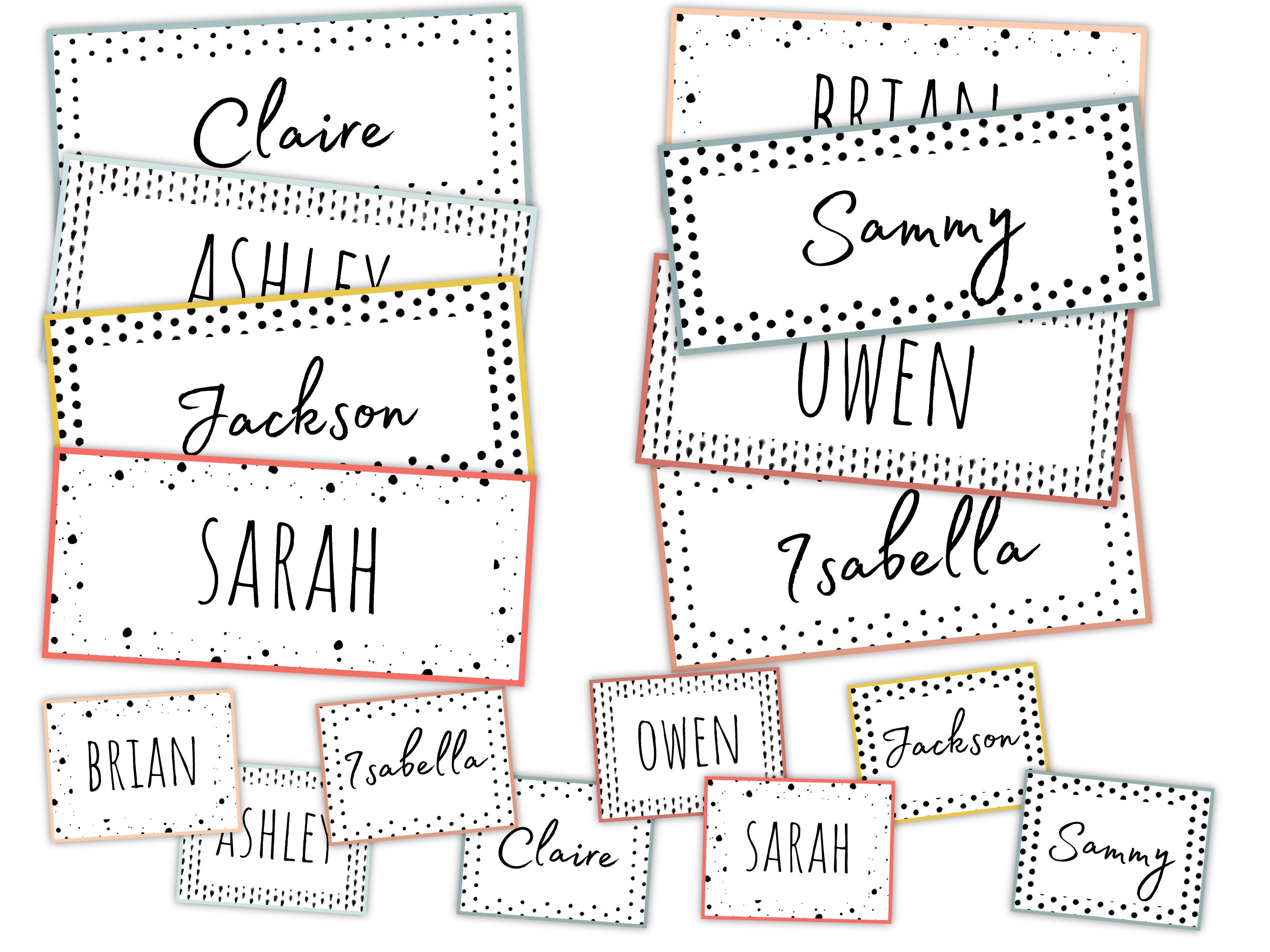 Classroom Name Tags Template Pastel Dots Editable | Printable ...