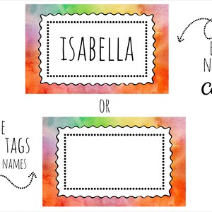Classroom Name Tags Template Watercolor | Editable | Printable ...
