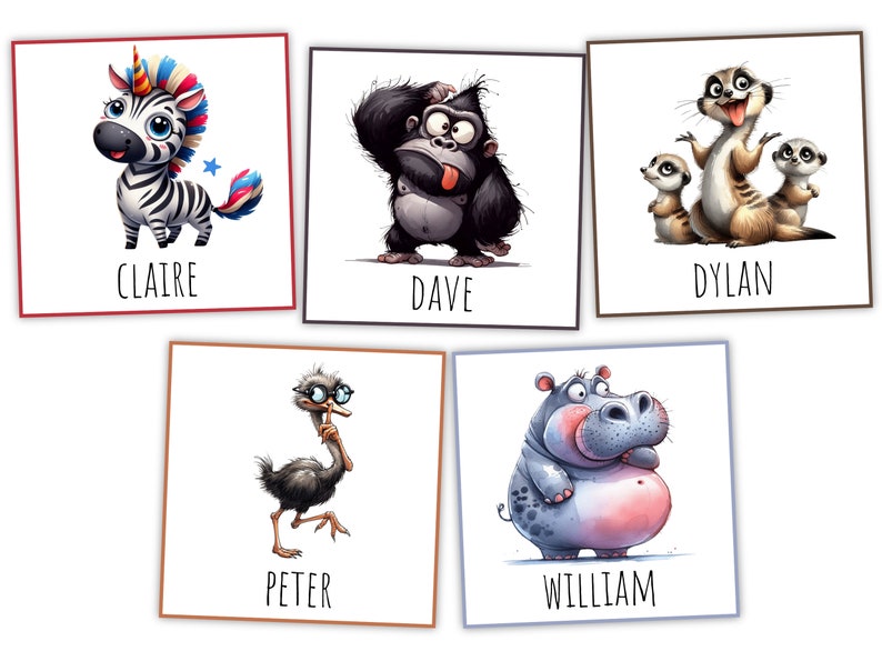 Funny Animals Name Tags Template Classroom Editable | Printable ...
