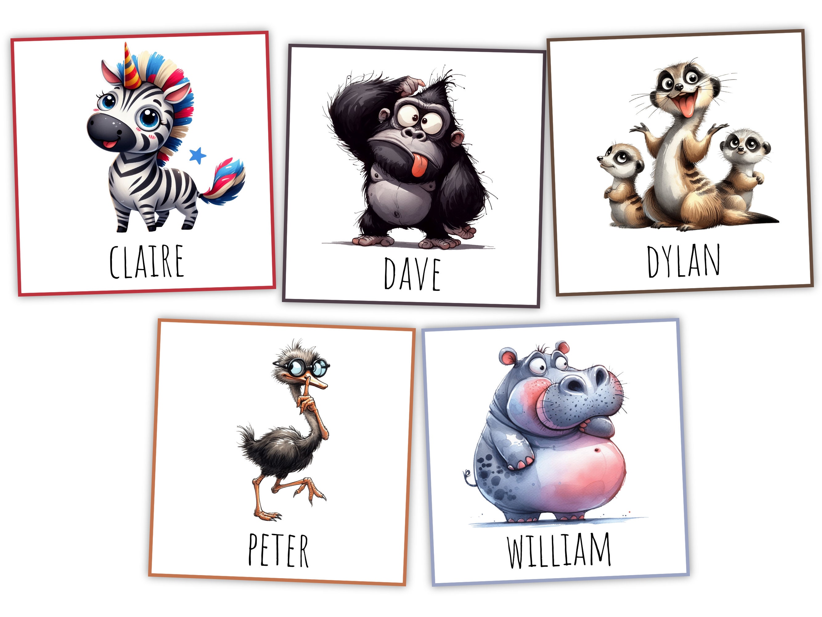 Funny Animals Name Tags Template Classroom Editable | Printable ...
